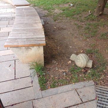 Toppled stone markers in Sarajevo's Great Park