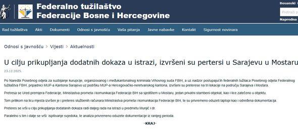 Akcija MUP-ova KS i HNK: Pretresa se Ured premijera Nikšića i ...