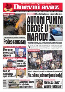 U današnjem "Dnevnom avazu" čitajte: Autom punim droge u narod!