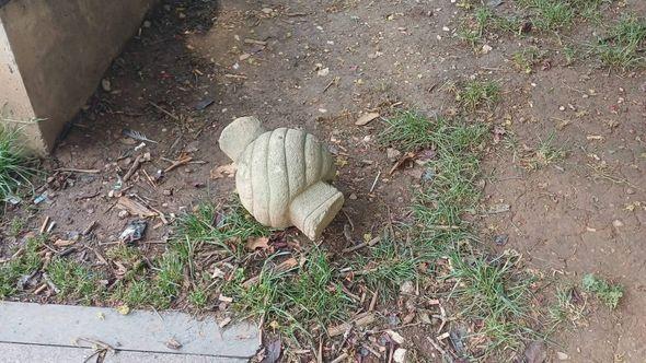 Toppled stone markers in Sarajevo's Great Park