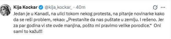 Kija Kockar o muslimanskoj migraciji na Zapadu: "Prestanite da ih ...