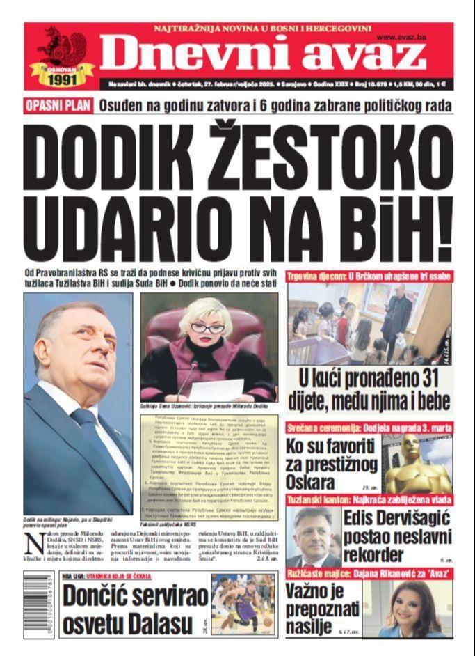 Dnevni avaz - Najnovije vijesti iz BiH i svijeta