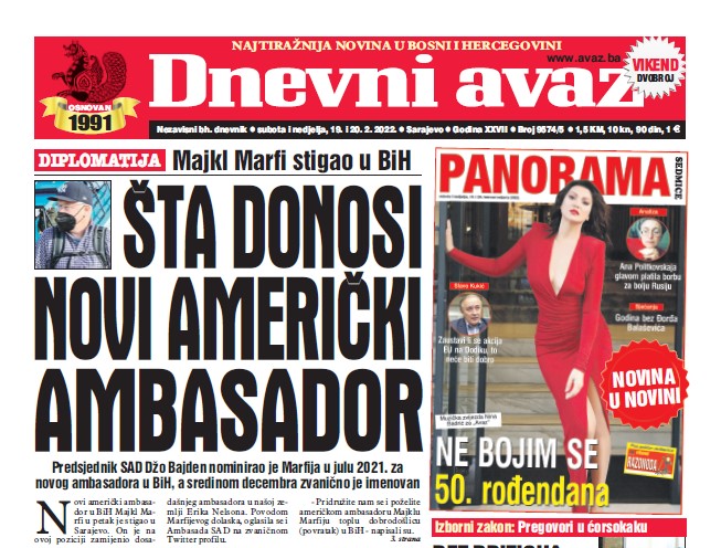 U dvobroju “Dnevnog avaza” čitajte: Šta donosi novi američki ambasador